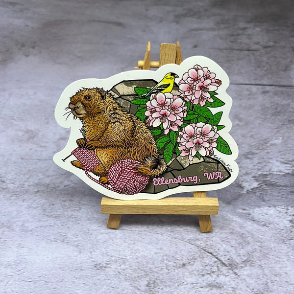 Knitting Marmot Stickers - Yarn Folk